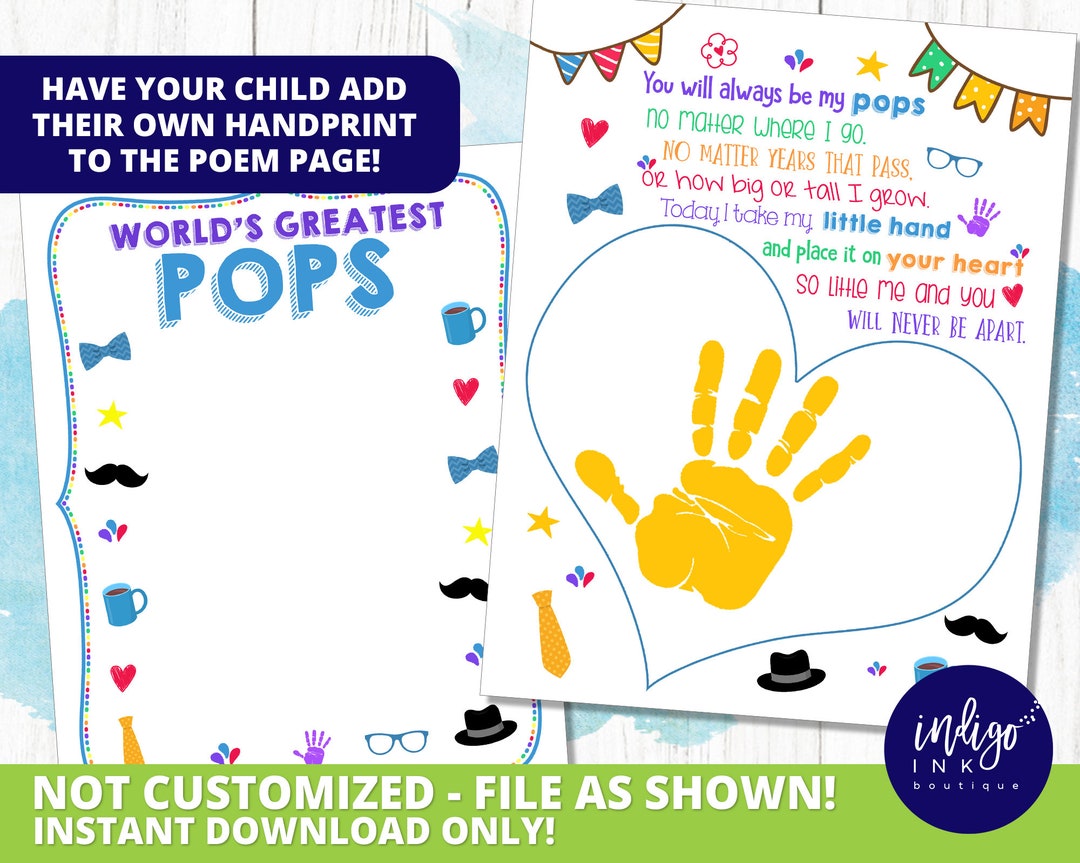 Fathers Day Gift for Pops INSTANT DOWNLOAD | Handprint Gift Pops ...