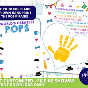 Fathers Day Gift for Pops INSTANT DOWNLOAD | Handprint Gift Pops ...