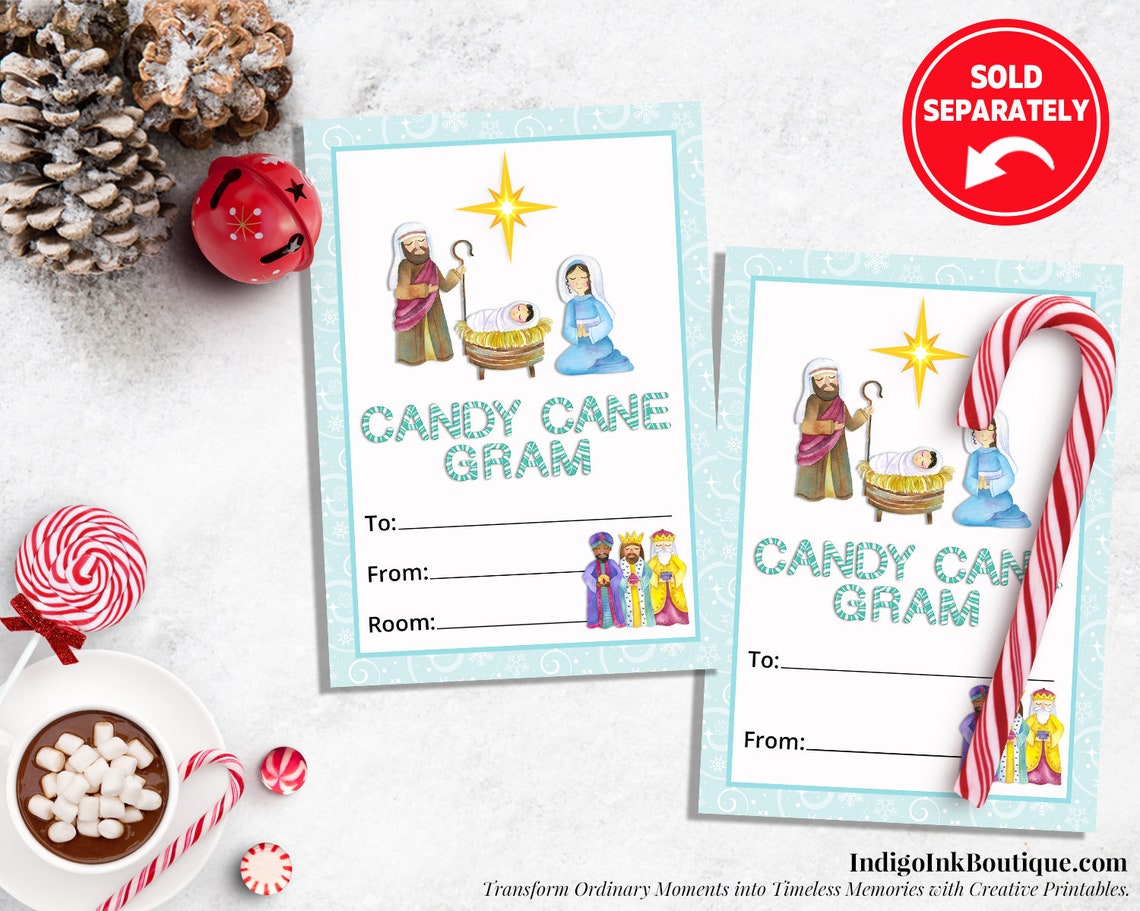 Candy Cane Gram Christmas Tags INSTANT DOWNLOAD Santa Favor - Etsy