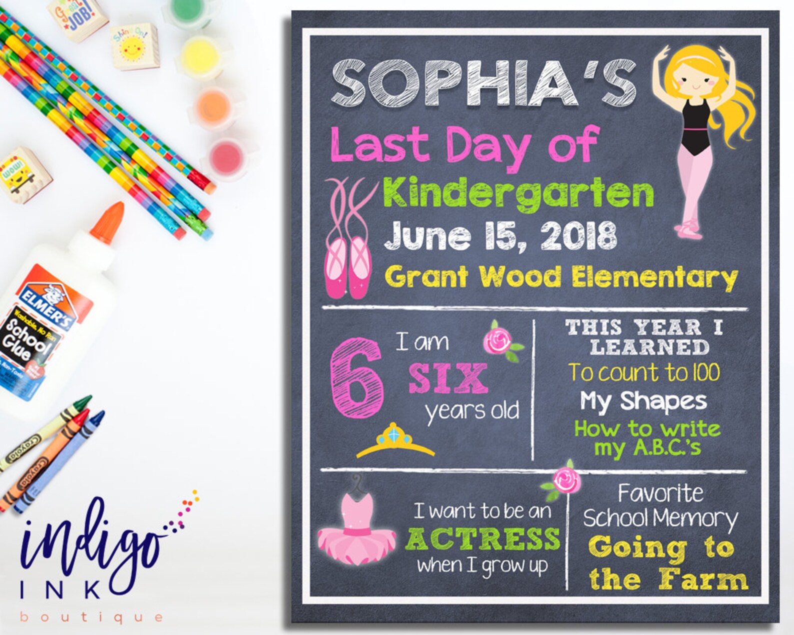Last Day of School Sign DIGITAL DOWNLOAD | Custom Chalkboard Sign ...