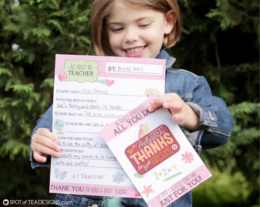 All About My Teacher INSTANT Download | Teacher Appreciation Printable ...