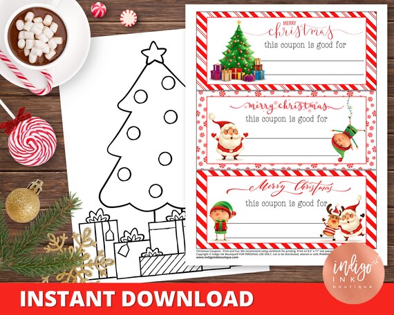 Christmas Gift Voucher Printable Coupons INSTANT DOWNLOAD | Gift ...