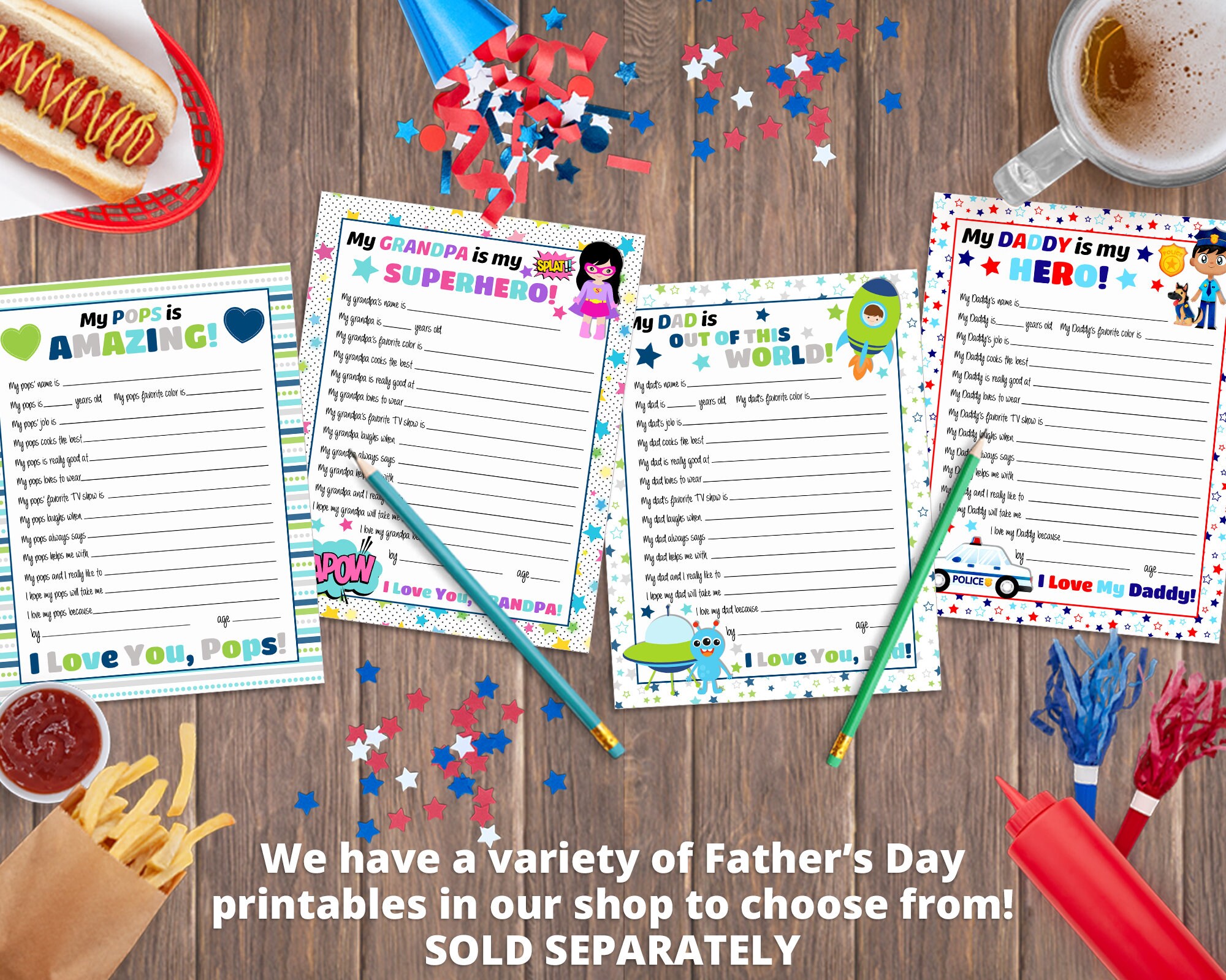 All About My Pop INSTANT DOWNLOAD Kid Questionnaire Fathers - Etsy