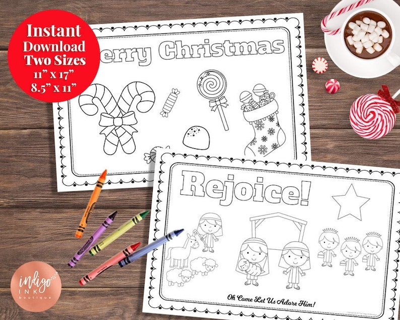 Christmas Placemat Kids Coloring Paper Placemat Kids | Etsy