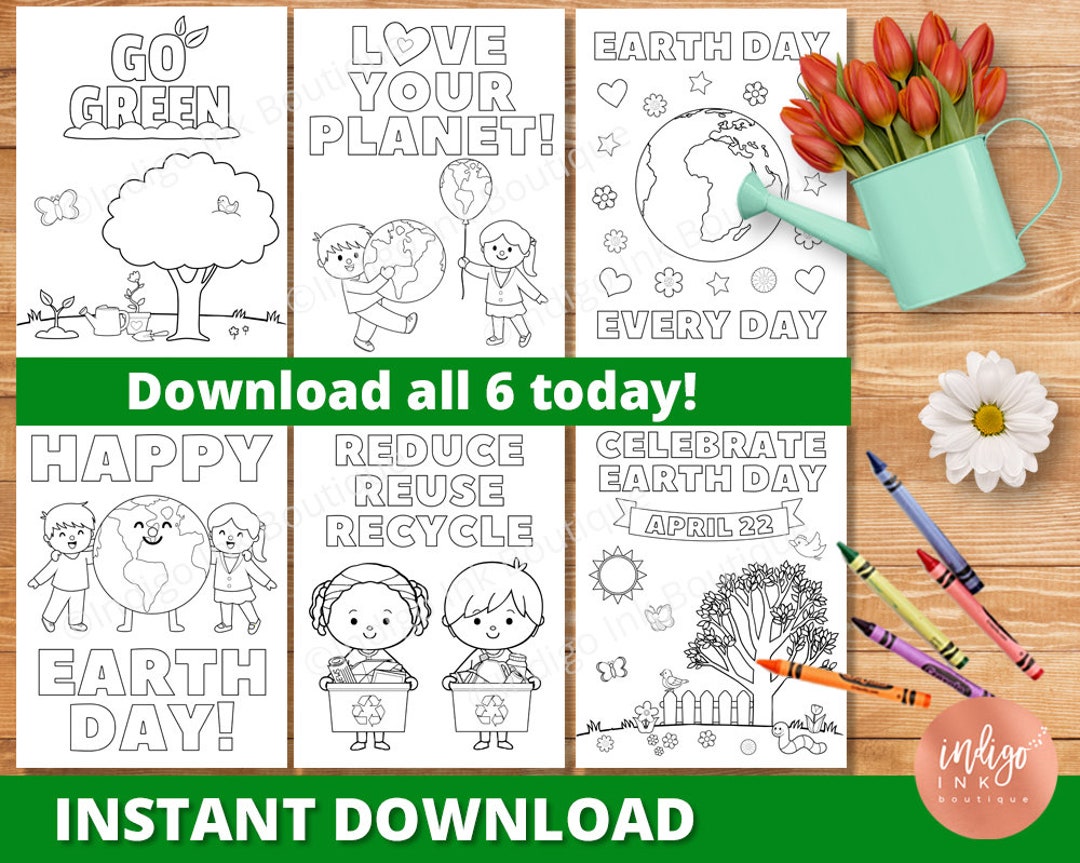 Earth Day Coloring Pages INSTANT DOWNLOAD | Earth Day Activity ...