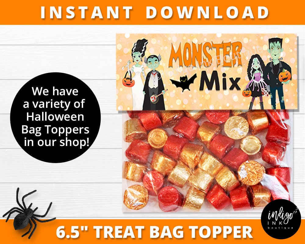 Monster Bag Toppers | Halloween Printable Monster Tags | Halloween Bag ...