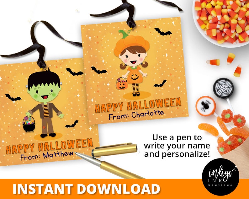 Halloween Favor Tags for Kids INSTANT DOWNLOAD Halloween Bag | Etsy