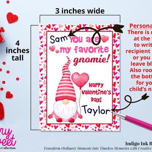 Gnomes Valentines Cards INSTANT DOWNLOAD | Printable Valentine Gnome ...