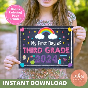 First Day of Third Grade Printable School Sign INSTANT DOWNLOAD 1st Day ...