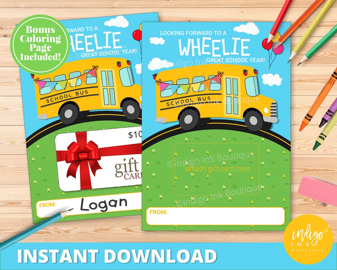 Bus Driver Gift Card Holder INSTANT DOWNLOAD Looking Forward to a ...