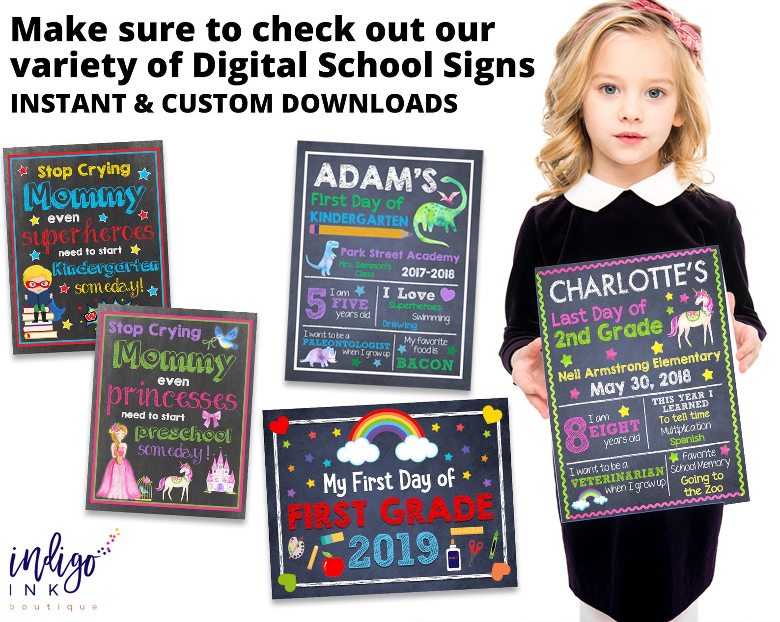 1st Day of School Sign INSTANT DOWNLOAD | Stop Crying Mom Princess Sign ...