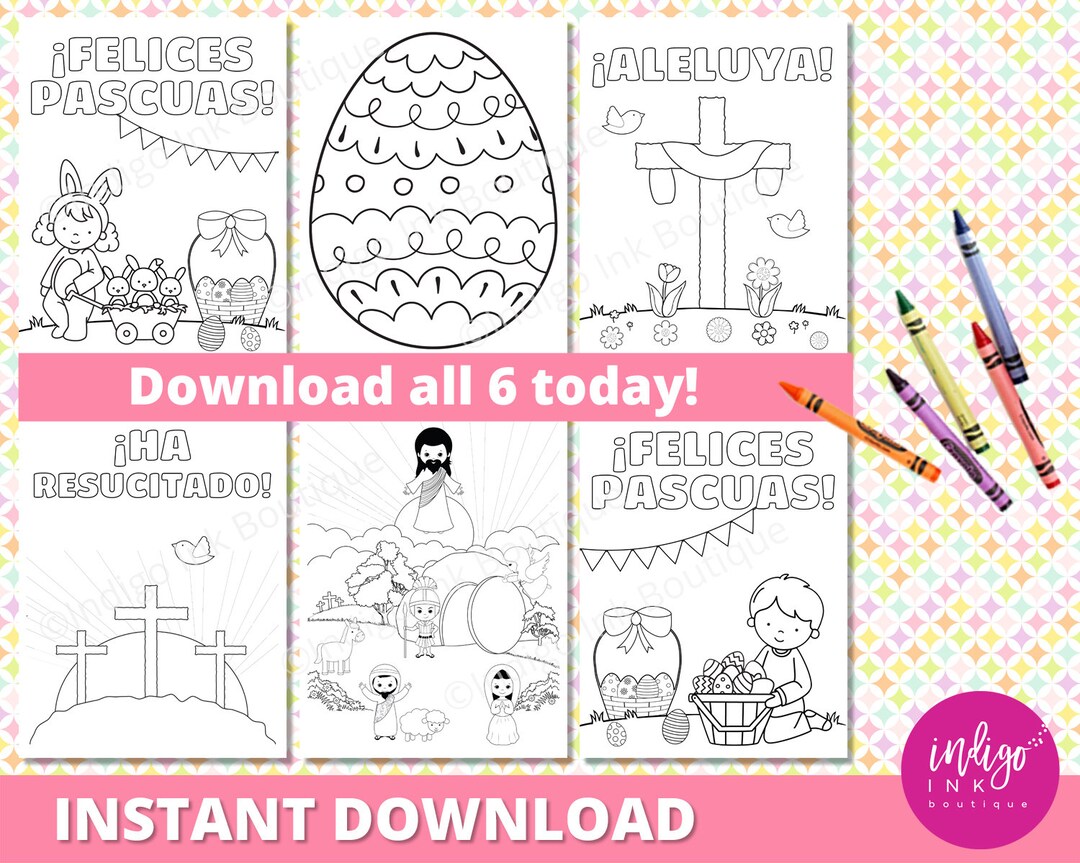 Easter SPANISH Coloring Pages INSTANT DOWNLOAD Easter Religious Spanish ...