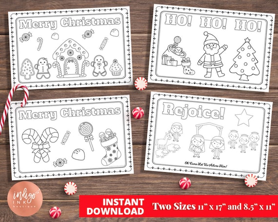 Kids Coloring Placemat Christmas Placemat Kids Activity - Etsy
