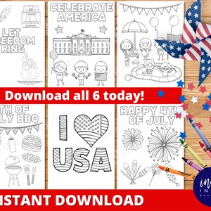 4th of July Coloring Pages INSTANT DOWNLOAD | Patriotic Coloring Sheets ...