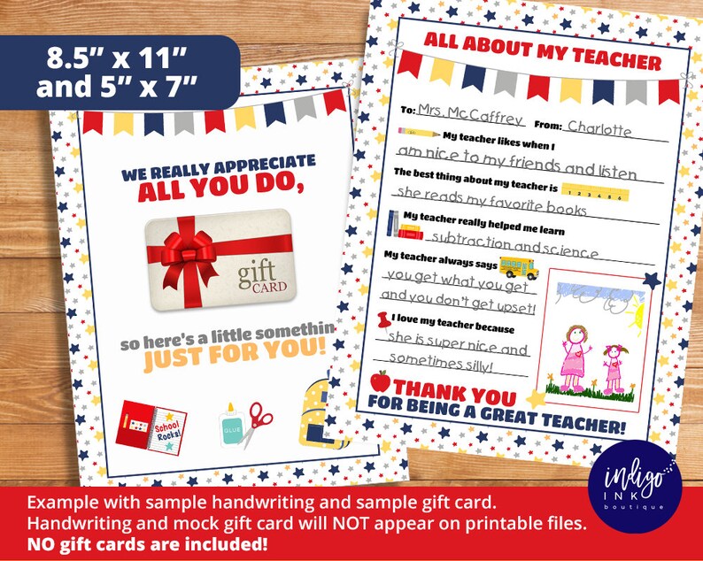 All About My Teacher Printable INSTANT DOWNLOAD Teacher Gift - Etsy