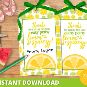 Teacher Appreciation Gift Tag INSTANT DOWNLOAD | Easy Peasy Lemon Gift ...