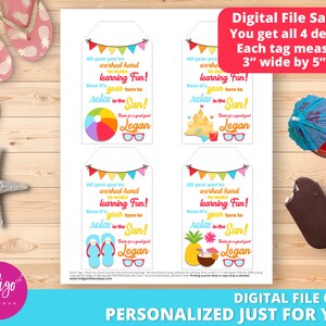 End of Year Teacher Thank You PERSONALIZED DIGITAL Beach Tag | Teacher ...