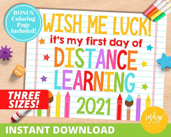 First Day of Distance Learning Sign INSTANT DOWNLOAD First | Etsy