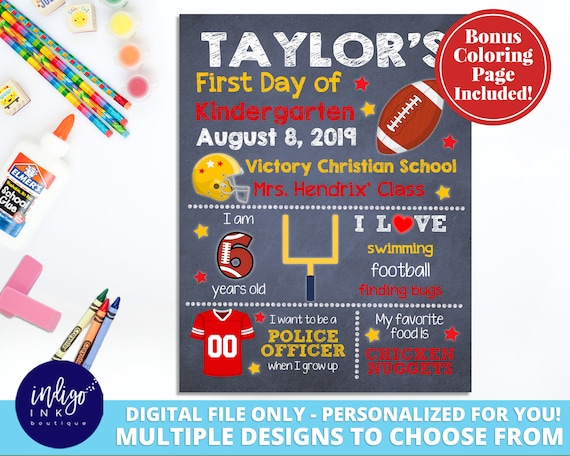 First Day of School Sign Custom Chalkboard DIGITAL DOWNLOAD | 1st Day ...