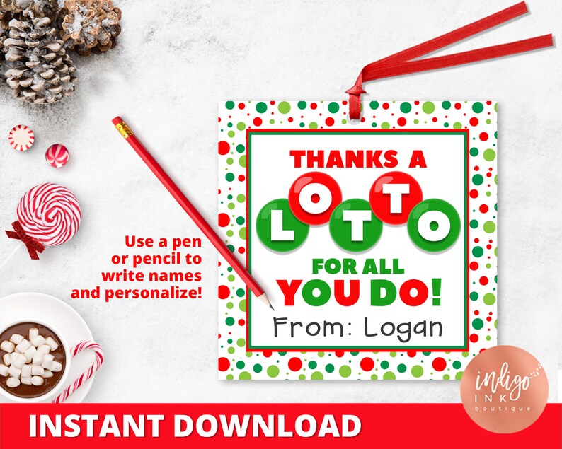 Lottery Gift Tag INSTANT DOWNLOAD Christmas Gift Tag - Etsy