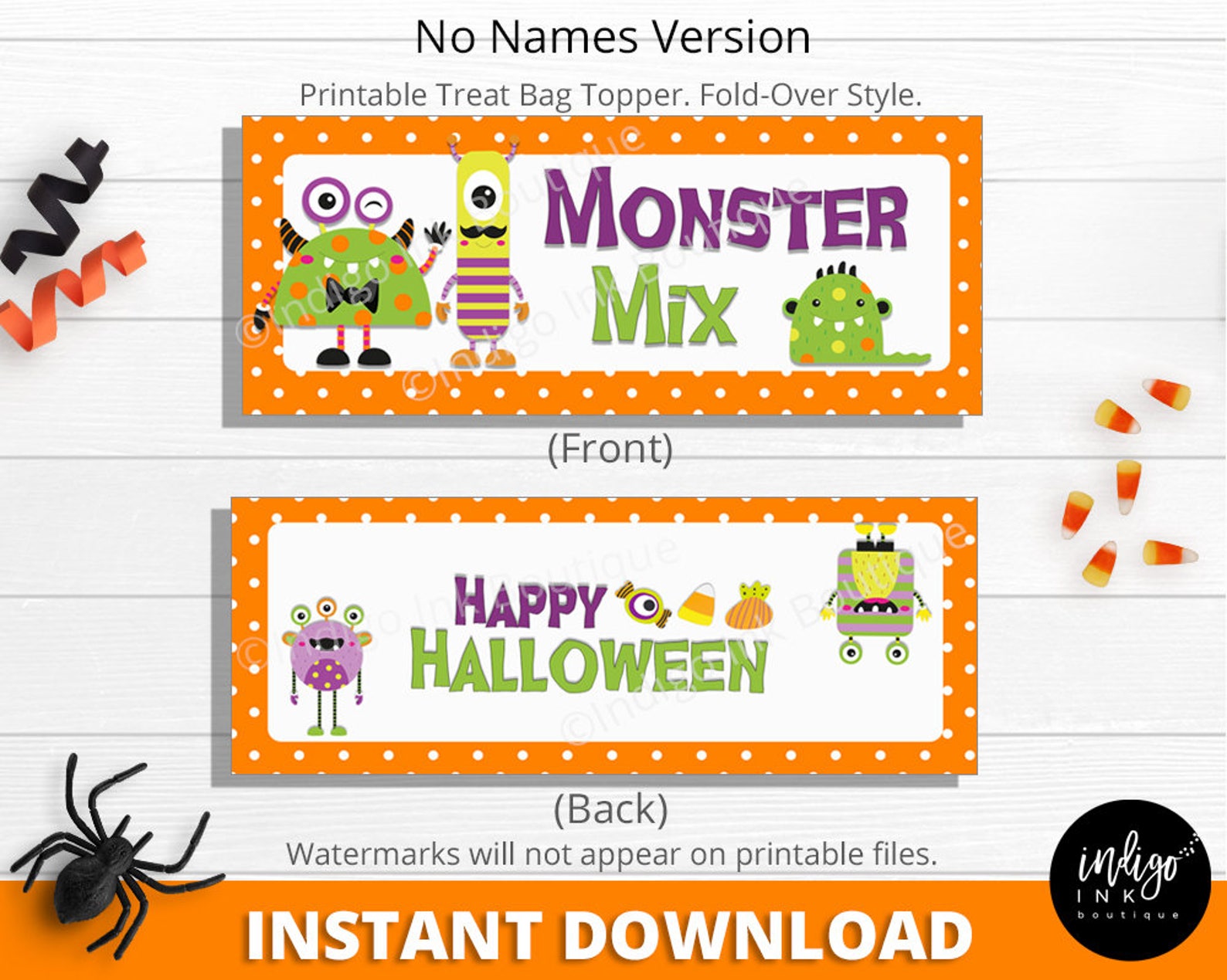 Monster Bag Toppers INSTANT DOWNLOAD Halloween Printable - Etsy