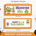 Monster Bag Toppers INSTANT DOWNLOAD Halloween Printable Monster Tags ...