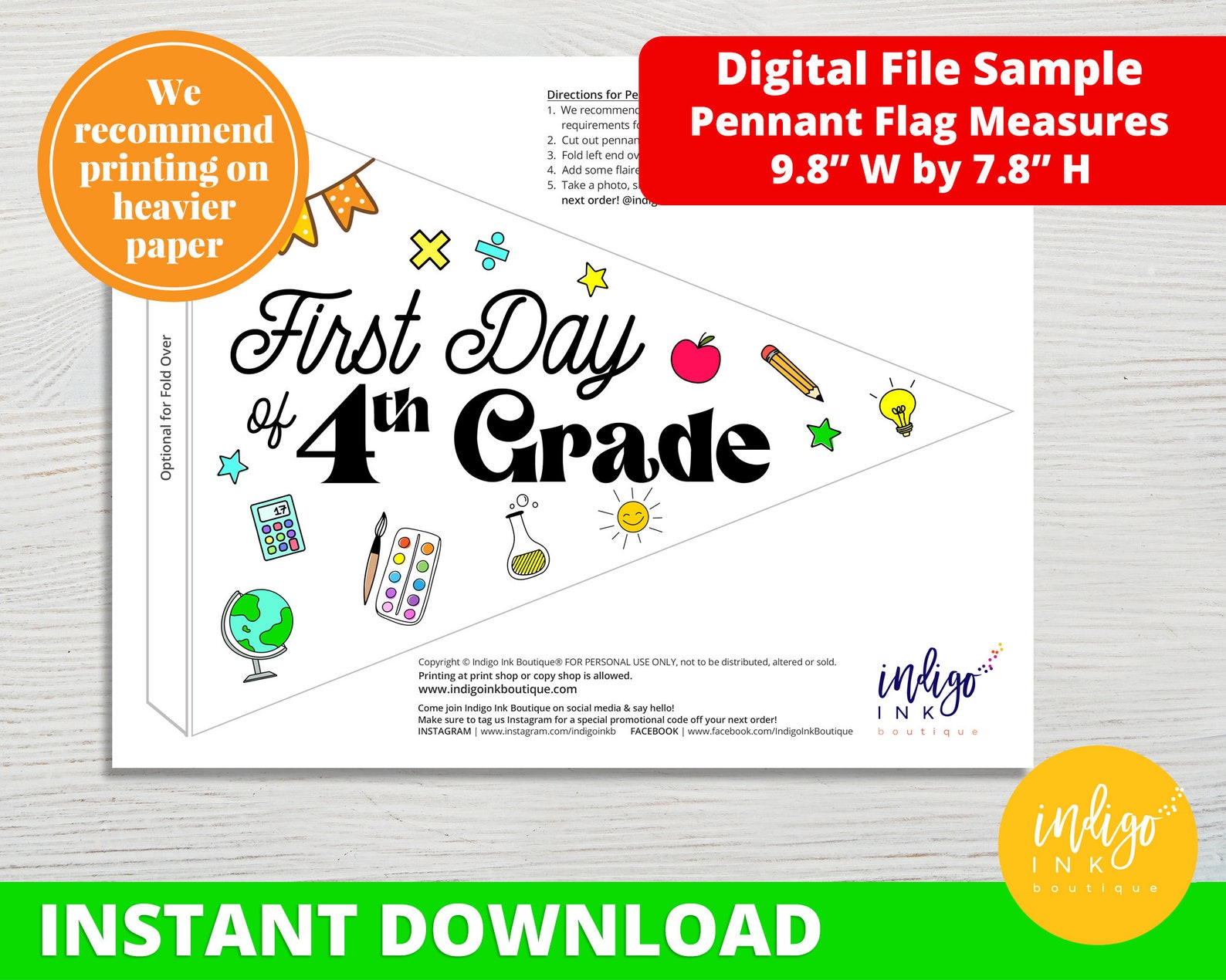 First Day of School Pennant Flags INSTANT DOWNLOAD First Day - Etsy