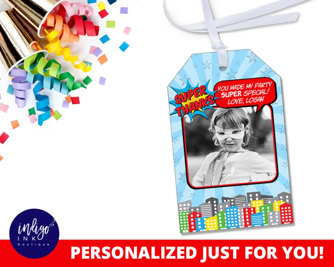 Superhero Favor Tags DIGITIAL DOWNLOAD | Comic Book PERSONALIZED Tags ...