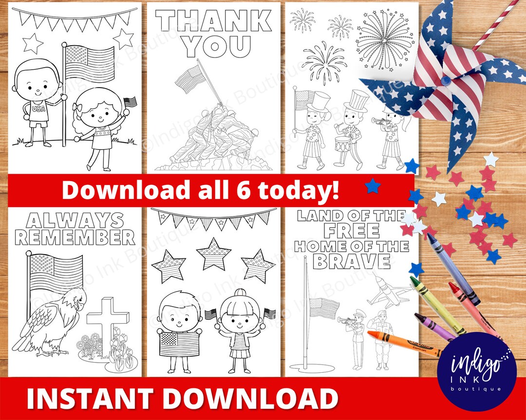 Memorial Day Coloring Pages INSTANT DOWNLOAD | Patriotic Coloring ...