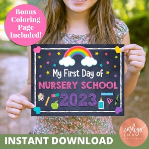 First Day of Nursery School Sign INSTANT DOWNLOAD First Day of School ...