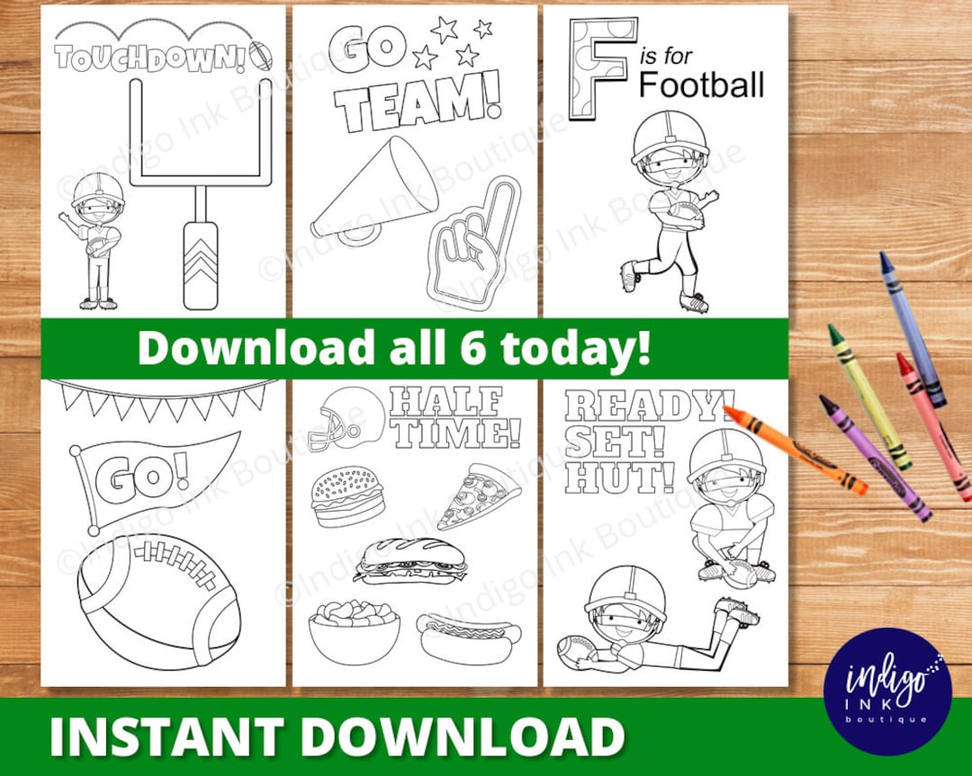 Football Coloring Pages for Kids INSTANT DOWNLOAD | Super Bowl Coloring ...