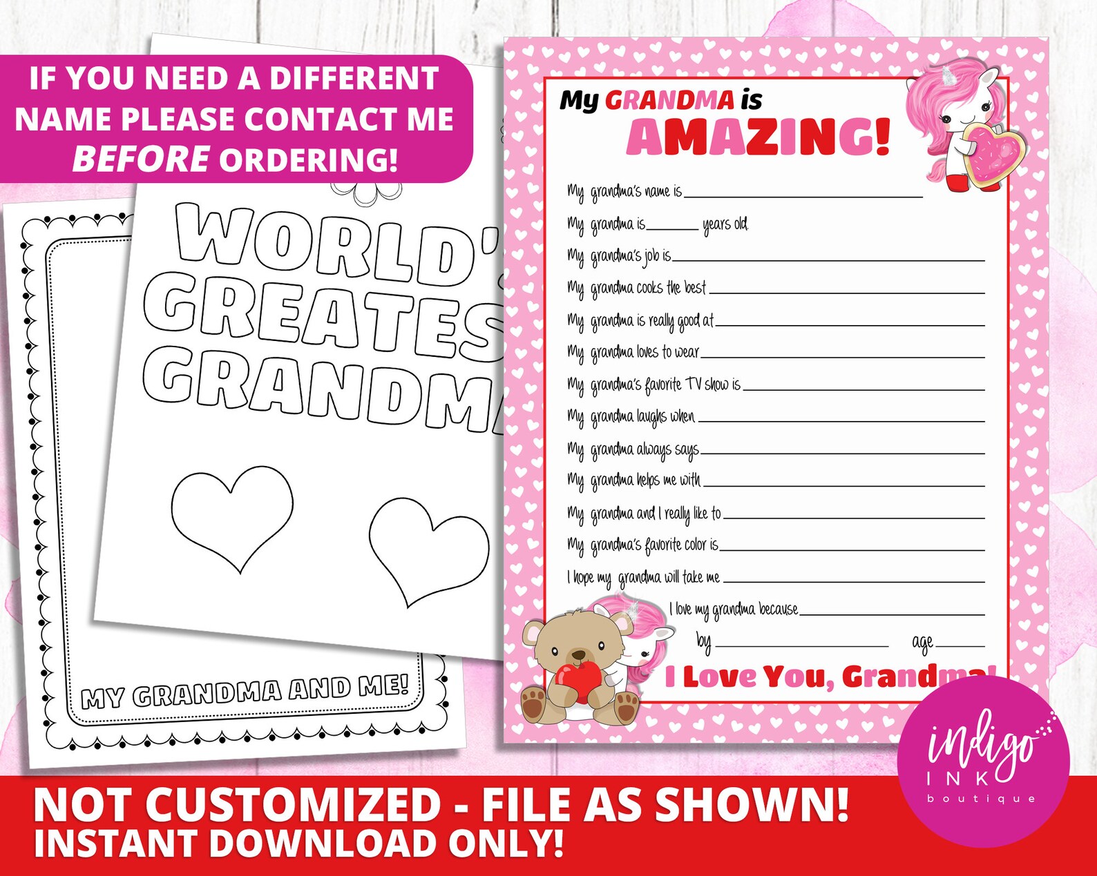 All About Grandma Fill in the Blank Mothers Day Gift INSTANT - Etsy