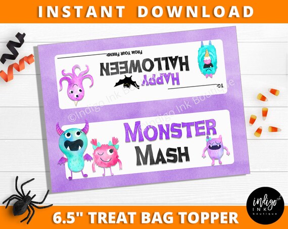 Halloween Bag Topper | Party Favor Treat Bag Toppers | Printable ...