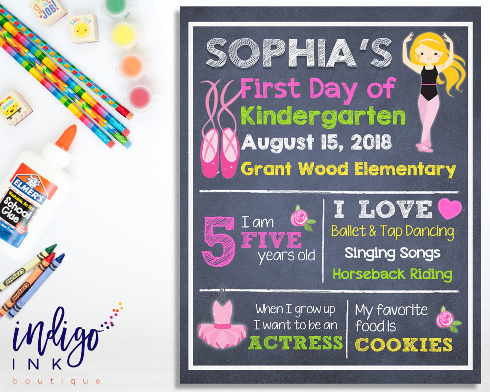 Custom Chalkboard First Day of School Poster Back to School | Etsy