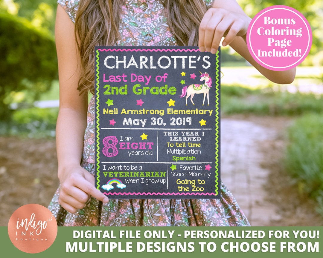 Last Day of School Personalized Sign DIGITAL DOWNLOAD | Last Day of ...