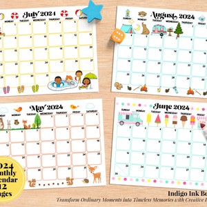 2024 Monthly Calendar Printable INSTANT DOWNLOAD 2024 Calendar Kids ...