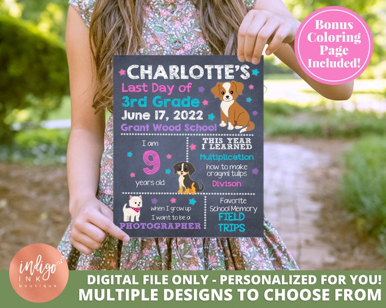 Last Day of School Chalkboard Sign | Custom Chalkboard School Sign ...