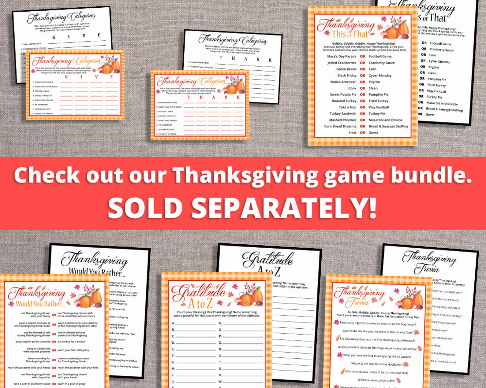 Kids Thanksgiving Games Printable Bundle | 5 Thanksgiving Party ...