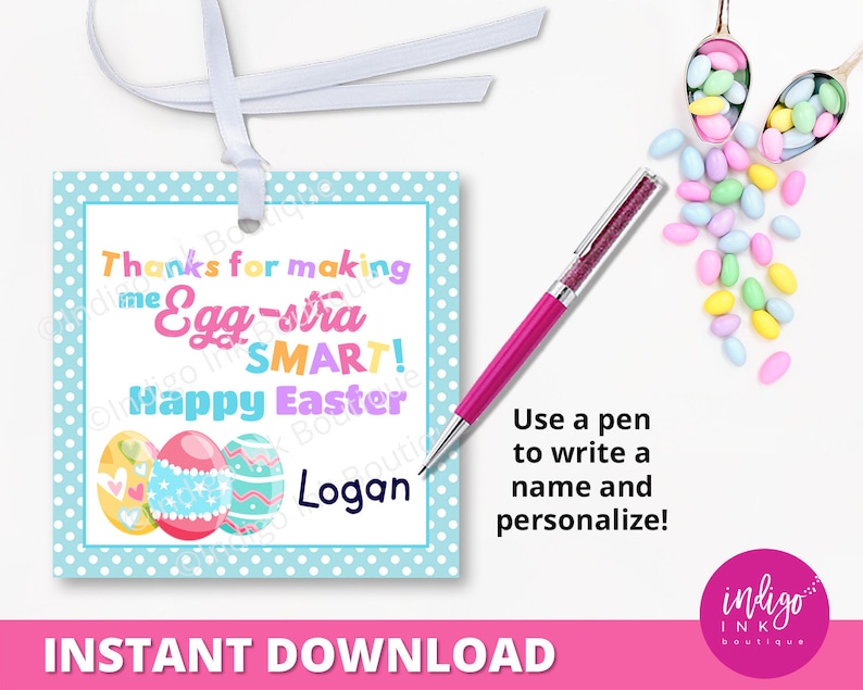 Easter Gift Tags INSTANT DOWNLOAD Easter Tag for Teacher | Etsy