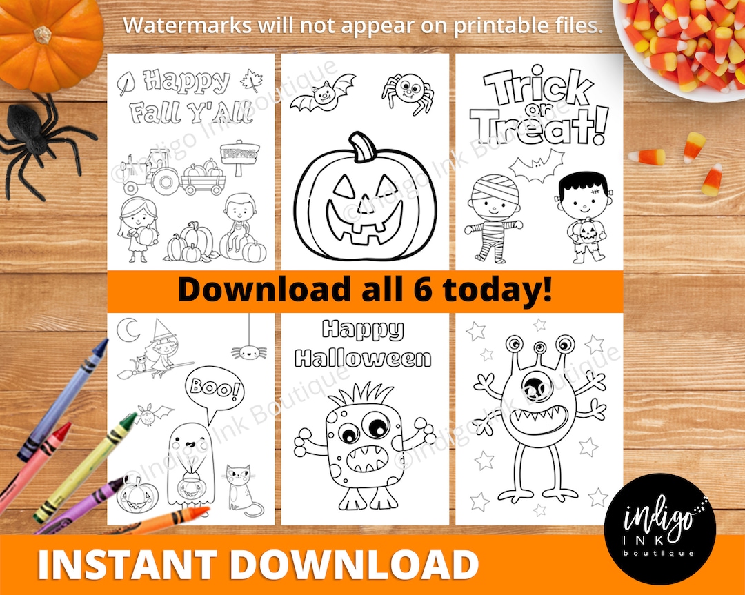 Halloween Coloring Sheets INSTANT DOWNLOAD | Fall Coloring Pages ...