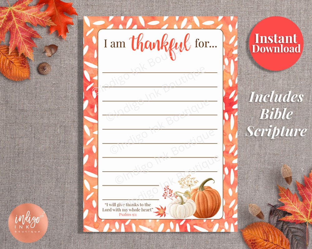 Giving Thanks Scripture Printable INSTANT DOWNLOAD Thankful | Etsy