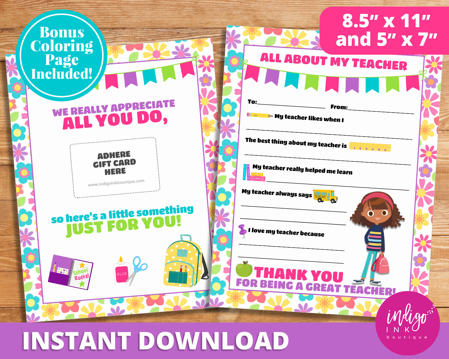 All About My Teacher Printable INSTANT DOWNLOAD Teacher | Etsy