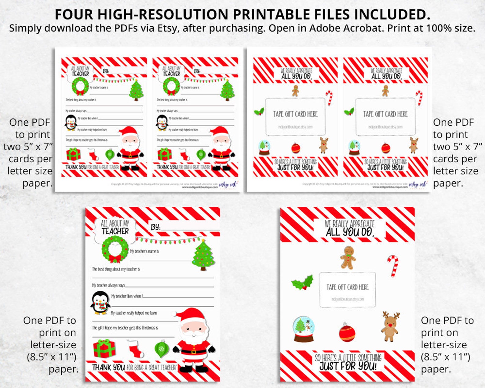 Teacher Christmas Gift Teacher Appreciation Card for Teacher - Etsy