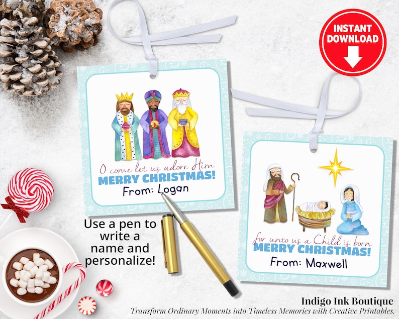 Christian Favor Tags Religious Tags for Kids Christmas - Etsy