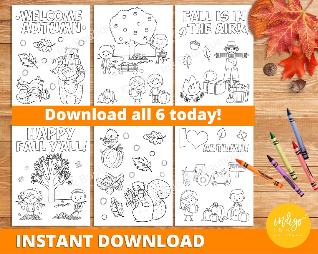 Autumn Coloring Pages INSTANT DOWNLOAD | Fall Coloring Sheets ...