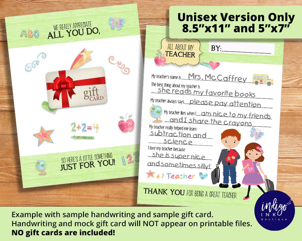 Teacher Thank You Appreciation Gift School Printable | Etsy
