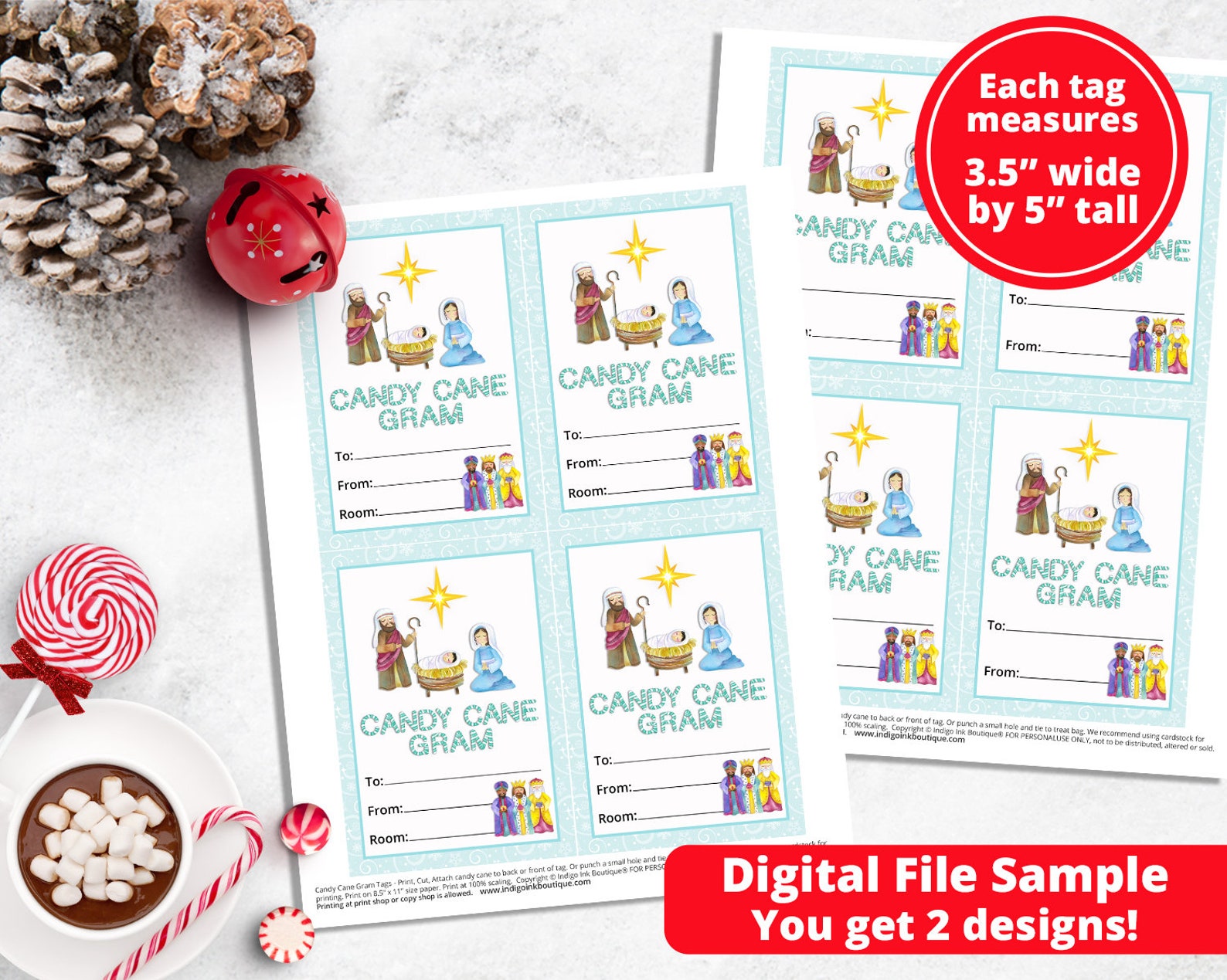 Candy Cane Gram Christmas Tags for Kids Christian Candy Gram - Etsy