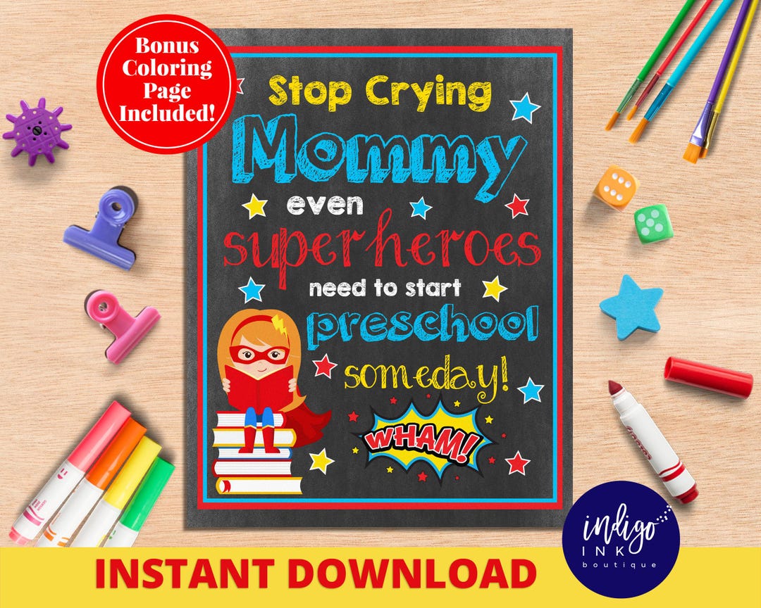 1st Day of Preschool Sign INSTANT DOWNLOAD | Chalkboard Sign ...