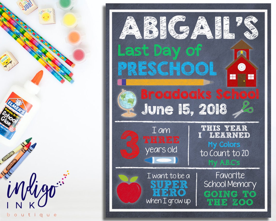 Last Day of School Chalkboard Sign Custom Chalkboard School | Etsy