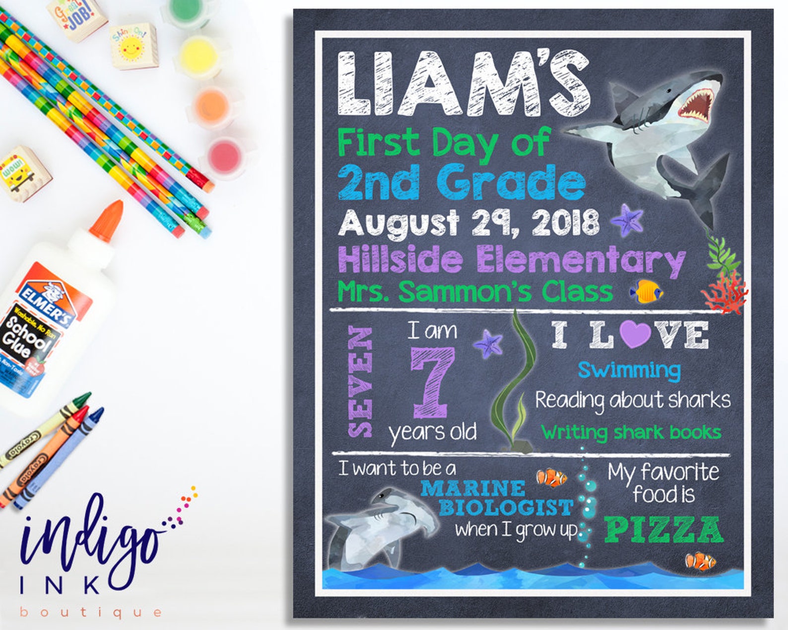 First Day of School Sign Custom Chalkboard DIGITAL DOWNLOAD | Etsy